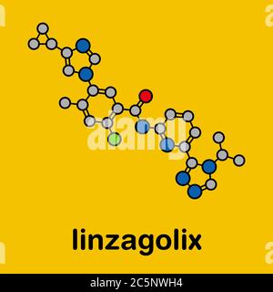 Linzagolix drug molecule. Stylized skeletal formula (chemical structure ...