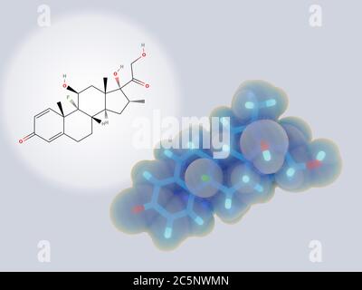 Dexamethasone. Chemical structure. Corticosteroid medication. Treatment ...