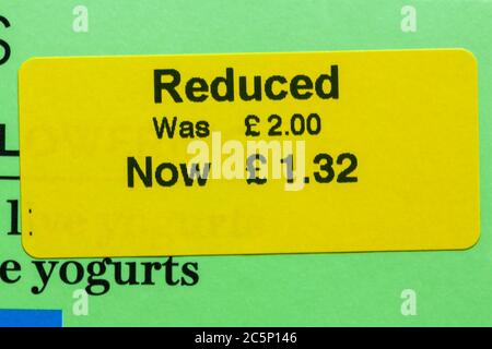 Supermarket food products with reduced yellow stickers due to short ...