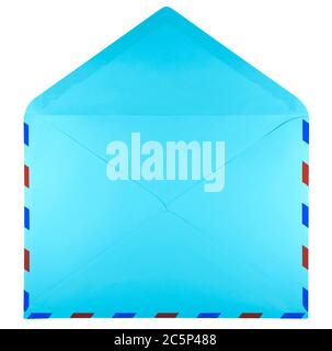Blank open light blue envelope isolated on white background with ...