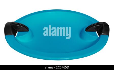 Light blue toboggan isolated on the white background. Clipping path ...