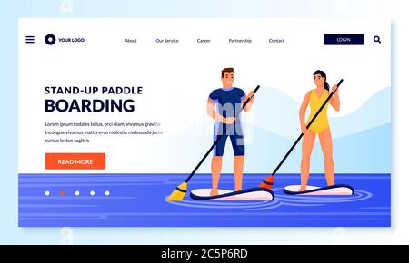 Sup stand up paddle board. Vector simple surf sport. Stickman no face clipart cartoon. Hand ...