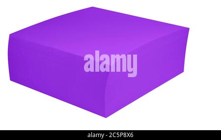 A block of violet notepads, isolated on white. Clipping path included ...