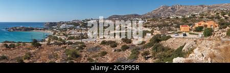 Panoramic view of the village Amopi on Karpathos in Greece,Europe Stock ...
