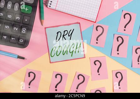 Conceptual hand writing showing Dry Cough. Concept meaning cough that ...