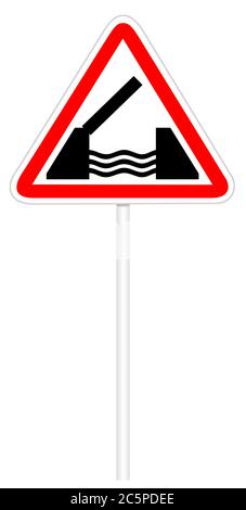 Warning sign with drawbridge symbol Stock Photo - Alamy