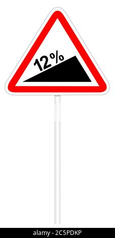 Road sign Steep climb, 3d sign isolated on white background, copy space ...