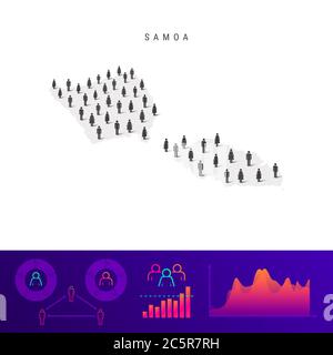 Samoa population map. Large group of realistic a diverse crowd of ...