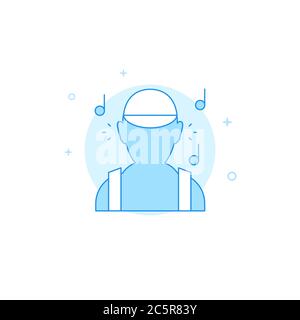 Listening to music filled line icon, simple illustration, related ...