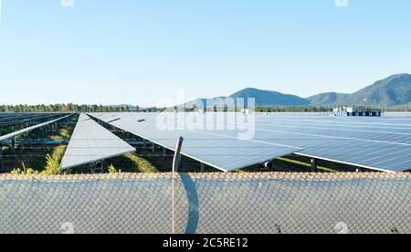 Ross River Solar farm with many rows of solar panels near Townsville ...