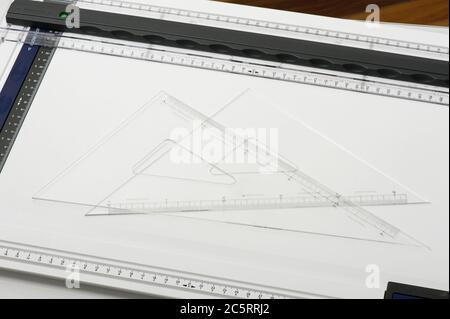 clear plastic of Set squares or Triangles, tool for industrial drawing ...