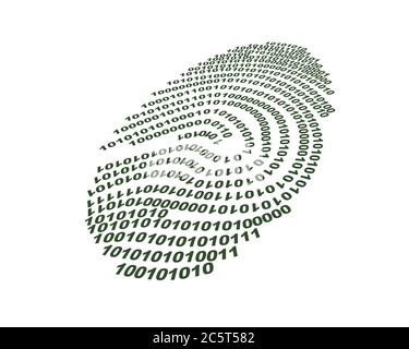 Fingerprint made with binary code, futuristic bionic concept made in 2d ...
