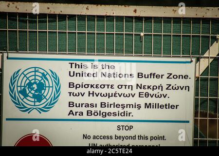 A view into the UN buffer zone in Nicosia in Cyprus known as the Green ...