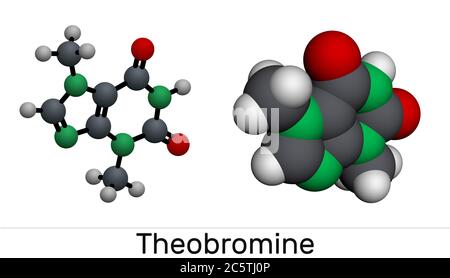 Structural model of theobromine molecule. 3D render Stock Photo - Alamy