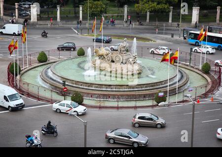 The Cibeles square in Madrid, Spain. There is the Palacio de Cibeles ...
