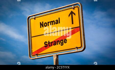 Street Sign the Direction Way to Normal versus Strange Stock Photo - Alamy