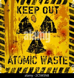 Rotten atomic radiation warning sign, vector illustration Stock Vector ...