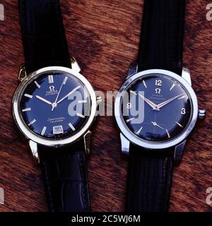 Vintage 1950s gilt Omega Seamaster with rare honeycomb or waffle dial ...