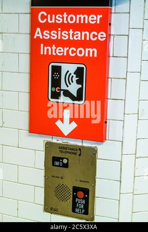 Customer assistance intercom in a subway station in New York City Stock ...