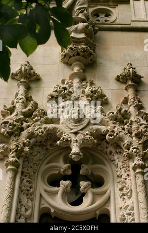 Portugal, Sintra. Detail of an intricately sculpted Manueline-Gothic ...