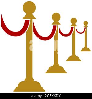 Barriers with red rope. Red carpet event enterance gate. VIP zone ...