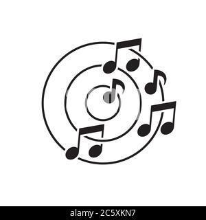 Music notes in a circle icon, outline style Stock Vector Image & Art ...
