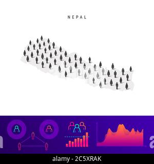Nepal vector map with infographic elements, pointer marks. Editable ...