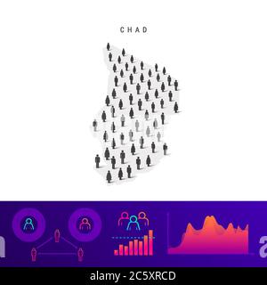Chad population map. Large group of people in a shape of Chadian map ...