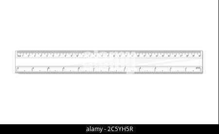Realistic white centimeter and inch scale for measuring length or ...