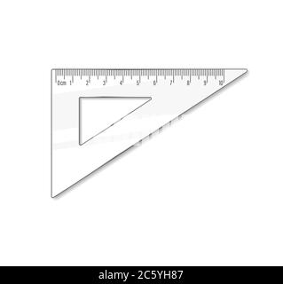 Realistic plastic ruler with measurement scale and divisions, measure ...