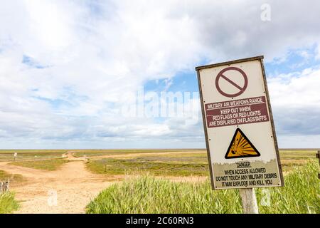 Keep out sign at military firing range, Magilligan Point, Northern ...