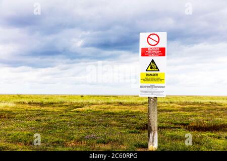 Firing Range Danger Sign Donna Nook Lincolnshire England UK Stock Photo ...