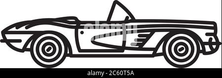 Vintage american convertible car vector glyph icon. Classic motor ...