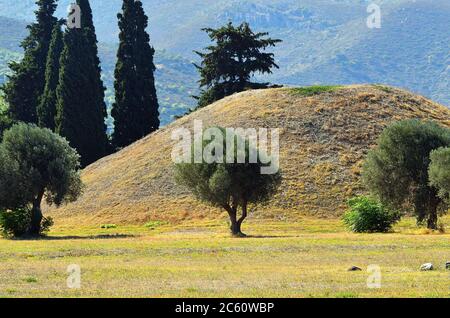 The tumulus or burial mound of the 192 Athenian fallen at the Battle of ...