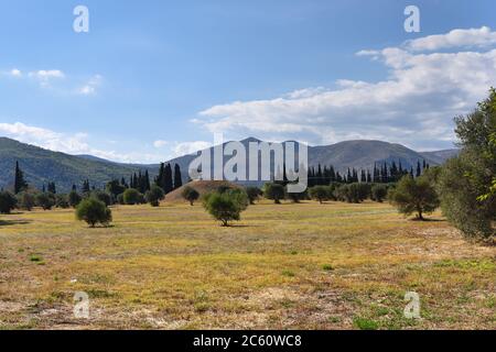 The tumulus or burial mound of the 192 Athenian fallen at the Battle of ...