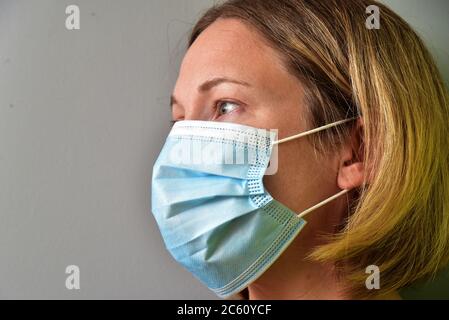FRSM or Fluid Surgical Mask is modelled by a NHS employee in the fight ...