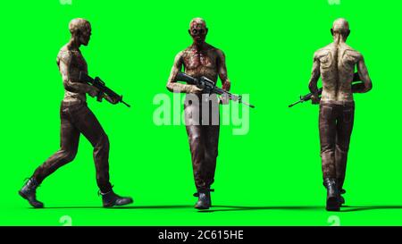 Zombie green screen isolate. Realistic 3d rendering Stock Photo - Alamy