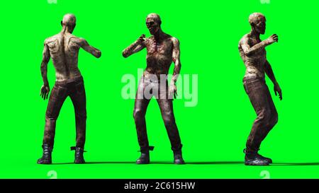 Zombie green screen isolate. Realistic 3d rendering Stock Photo - Alamy