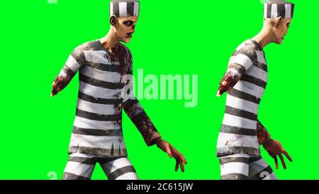 Zombie green screen isolate. Realistic 3d rendering Stock Photo - Alamy