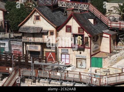 Anchor Bay, Malta. 19th Feb, 2020. Sweethaven"" Popeye's fictional ...