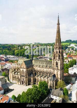 An aerial view of Immaculate Conception Catholic Church in Downtown ...