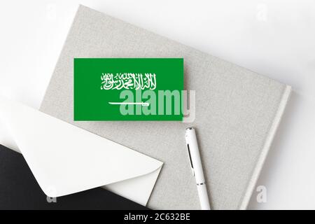 Saudi Arabia invitation, celebration letter concept. Flag with craft ...