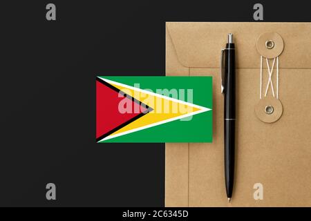 Guyana invitation, celebration letter concept. Flag with craft paper ...