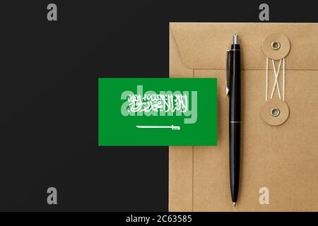 Saudi Arabia invitation, celebration letter concept. Flag with craft ...