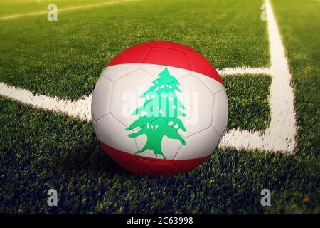 Lebanon ball on corner kick position, soccer field background. National ...