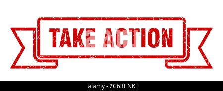 take action ribbon. take action grunge band sign. take action banner ...