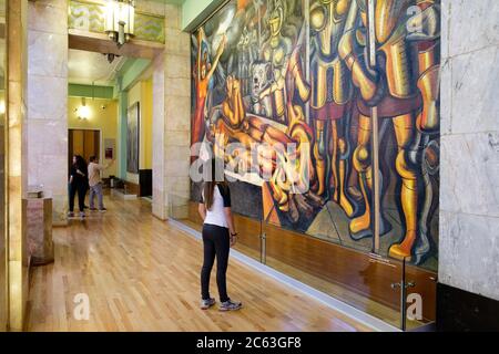 David Alfaro Siqueiros painting in the Bellas Artes Museum, Mexico City ...