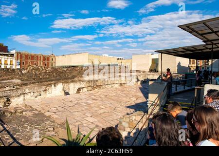 Ruins of the Aztec city of Tenochtitlan in the Zocalo, Mexico City ...