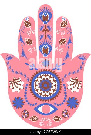 Hand of Fatima sign. Hamsa hand simbol, amulet, talisman in vector ...