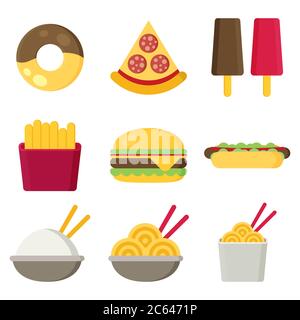 cute sandwich pizza hot dog and shaverma fast food set cartoon comic ...